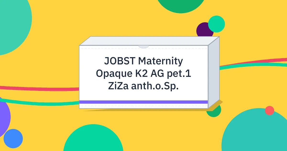 Symbolbild: Packung mit der Aufschrift JOBST Maternity Opaque K2 AG pet.1 ZiZa anth.o.Sp. (PZN 15856037) – Verfügbarkeit und Bezug in Apotheken in Frankfurt am Main