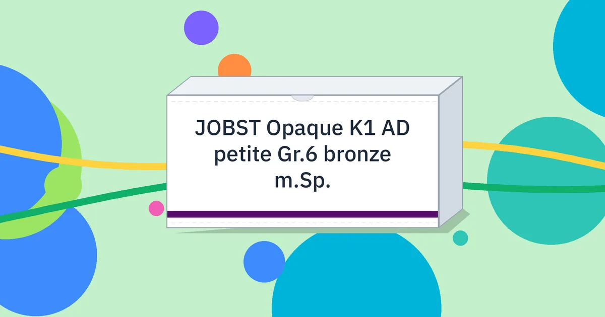 Symbolbild: Packung mit der Aufschrift JOBST Opaque K1 AD petite Gr.6 bronze m.Sp. (PZN 13078529) – Verfügbarkeit und Bezug in Apotheken in Frankfurt am Main