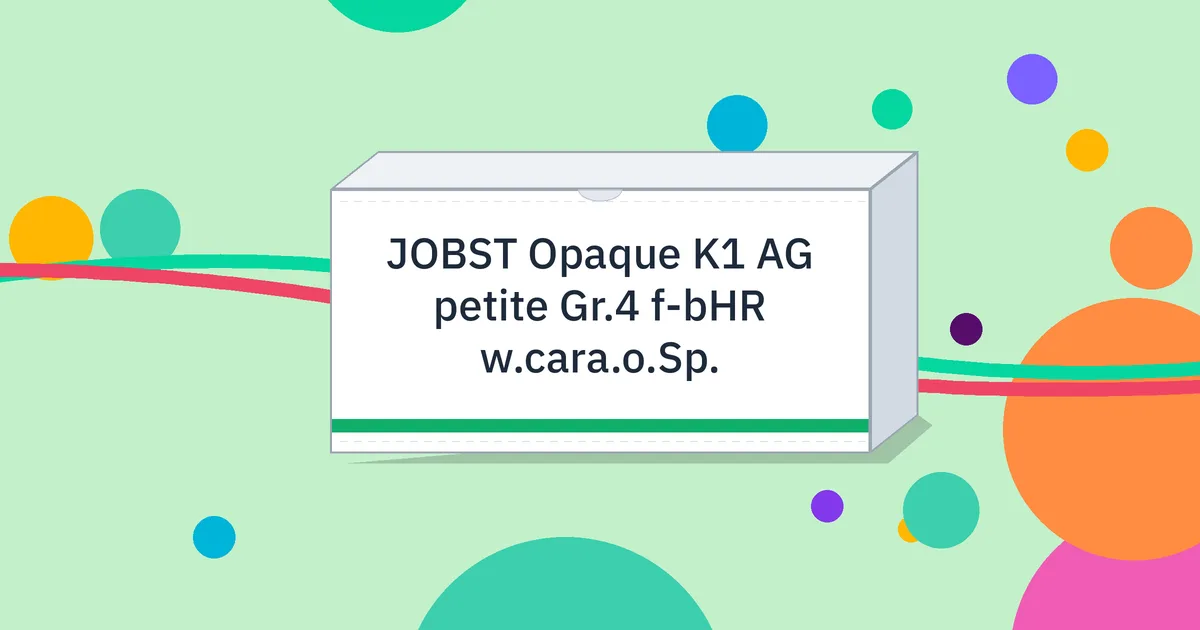 Symbolbild: Packung mit der Aufschrift JOBST Opaque K1 AG petite Gr.4 f-bHR w.cara.o.Sp. (PZN 13160372) – Verfügbarkeit und Bezug in Apotheken in Frankfurt am Main