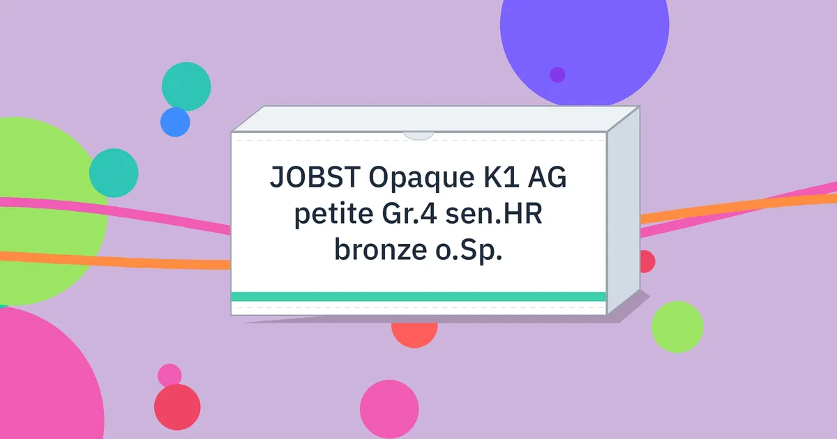 Symbolbild: Packung mit der Aufschrift JOBST Opaque K1 AG petite Gr.4 sen.HR bronze o.Sp. (PZN 13088812) – Verfügbarkeit und Bezug in Apotheken in Frankfurt am Main