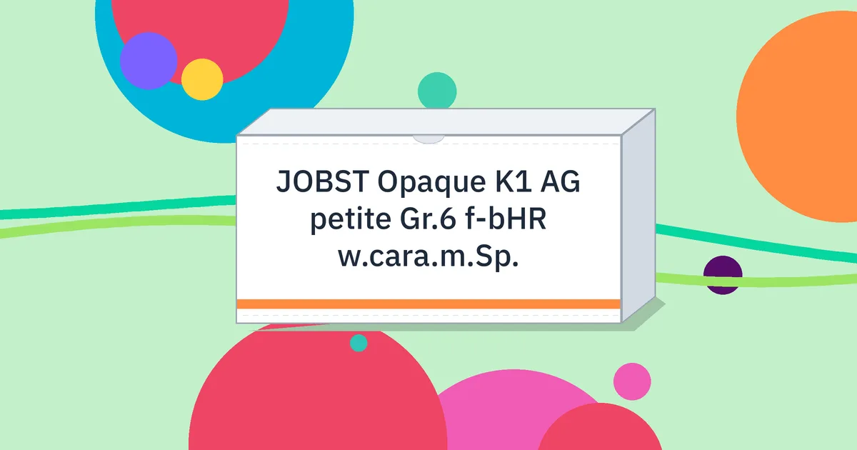 Symbolbild: Packung mit der Aufschrift JOBST Opaque K1 AG petite Gr.6 f-bHR w.cara.m.Sp. (PZN 13083938) – Verfügbarkeit und Bezug in Apotheken in Frankfurt am Main