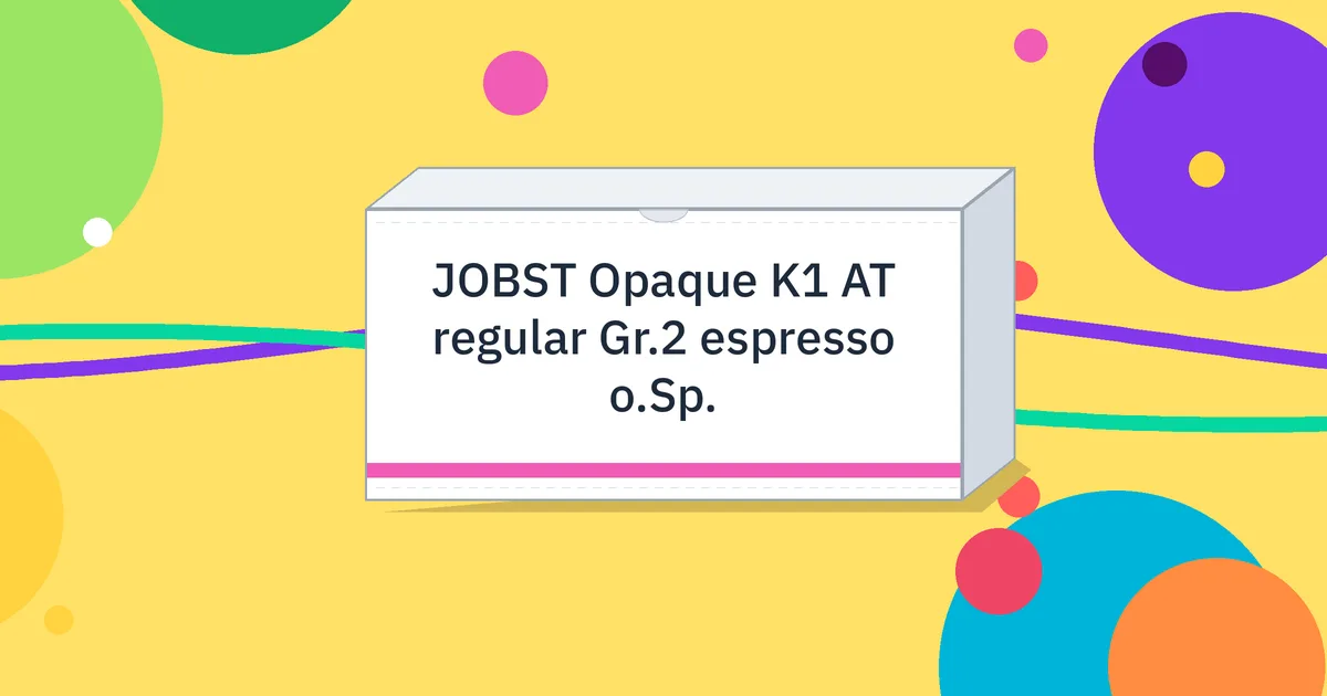 Symbolbild: Packung mit der Aufschrift JOBST Opaque K1 AT regular Gr.2 espresso o.Sp. (PZN 16275319) – Verfügbarkeit und Bezug in Apotheken in Frankfurt am Main