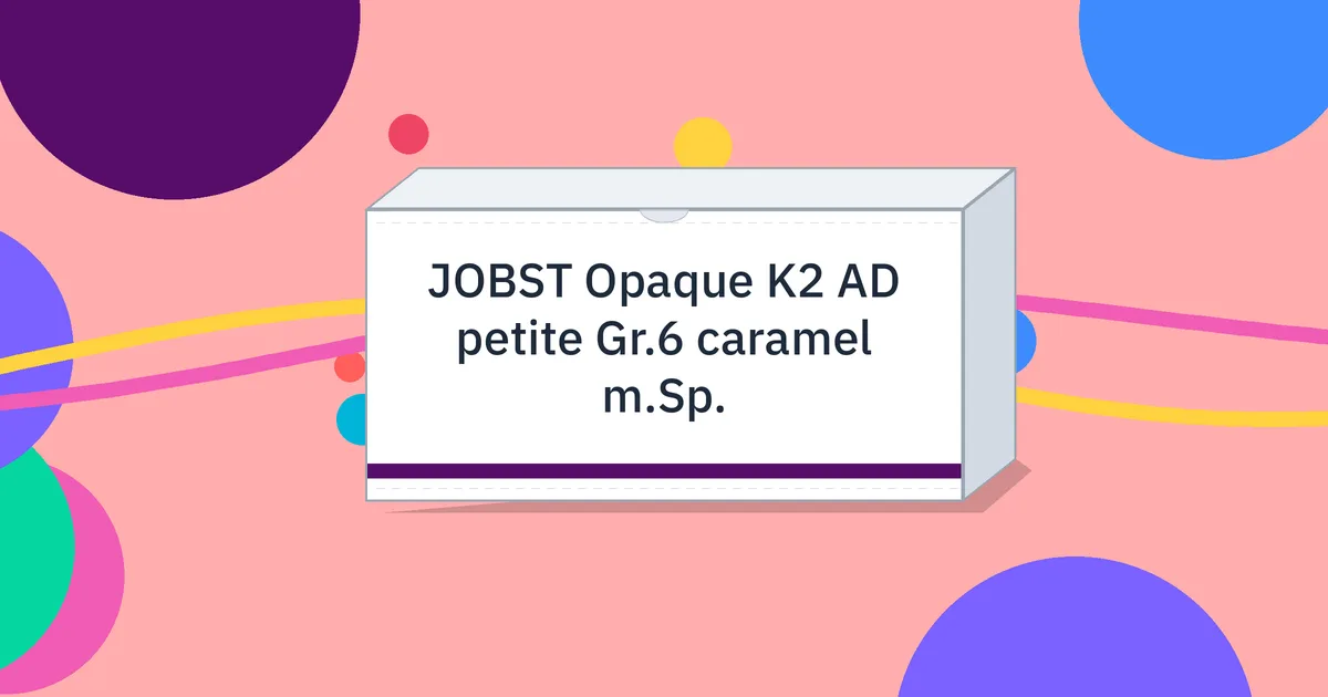Symbolbild: Packung mit der Aufschrift JOBST Opaque K2 AD petite Gr.6 caramel m.Sp. (PZN 11252093) – Verfügbarkeit und Bezug in Apotheken in Frankfurt am Main