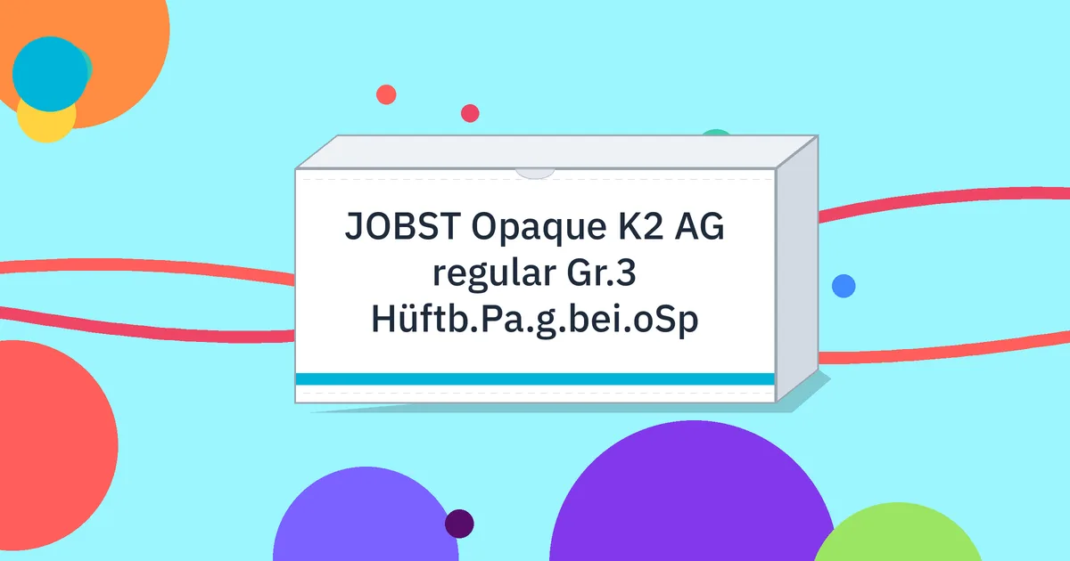 Symbolbild: Packung mit der Aufschrift JOBST Opaque K2 AG regular Gr.3 Hüftb.Pa.g.bei.oSp (PZN 16286777) – Verfügbarkeit und Bezug in Apotheken in Frankfurt am Main