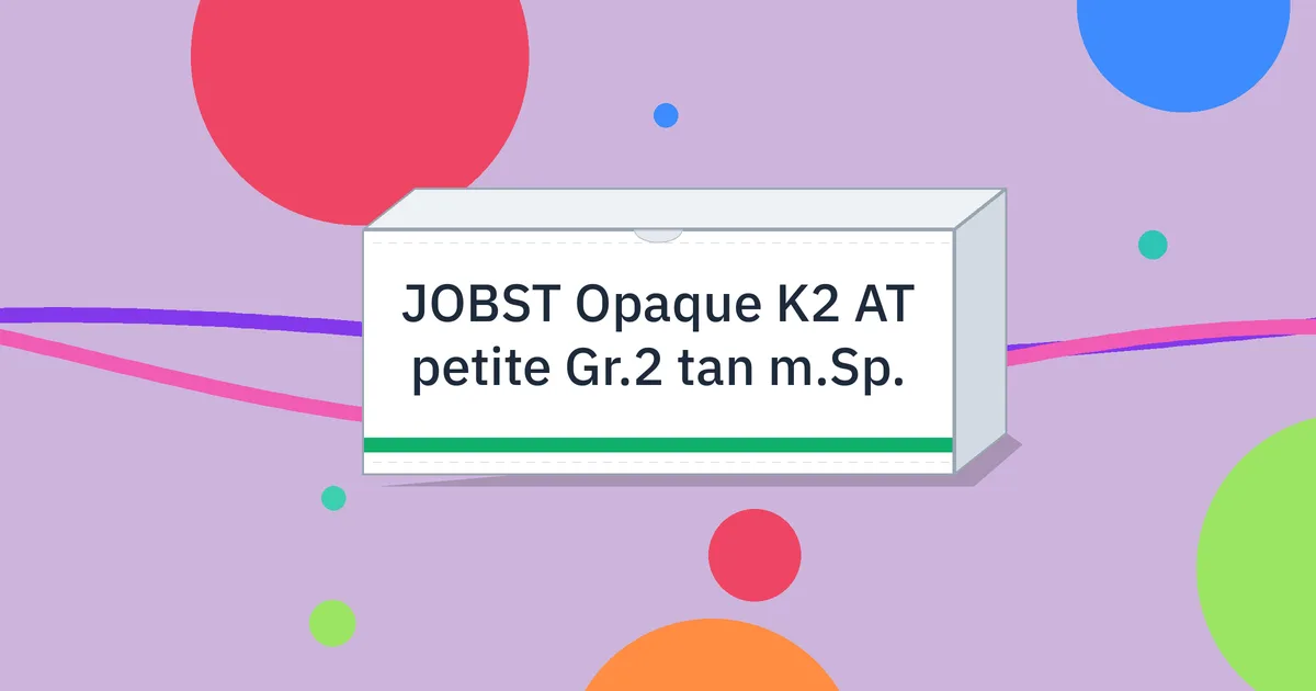 Symbolbild: Packung mit der Aufschrift JOBST Opaque K2 AT petite Gr.2 tan m.Sp. (PZN 16291198) – Verfügbarkeit und Bezug in Apotheken in Frankfurt am Main