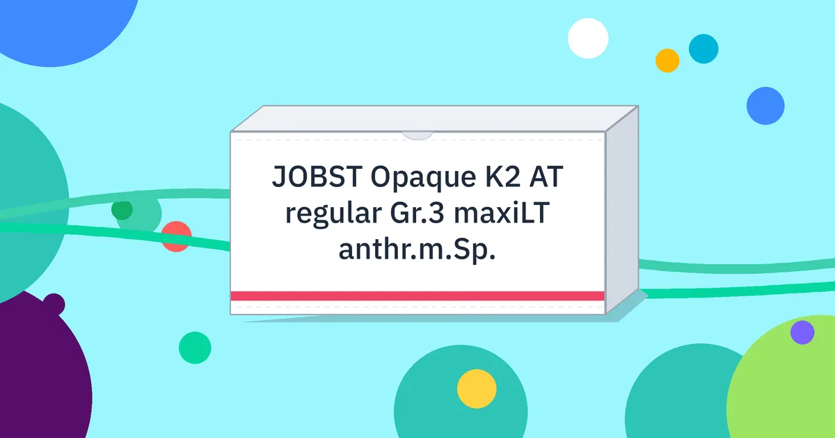 Symbolbild: Packung mit der Aufschrift JOBST Opaque K2 AT regular Gr.3 maxiLT anthr.m.Sp. (PZN 16289043) – Verfügbarkeit und Bezug in Apotheken in Frankfurt am Main