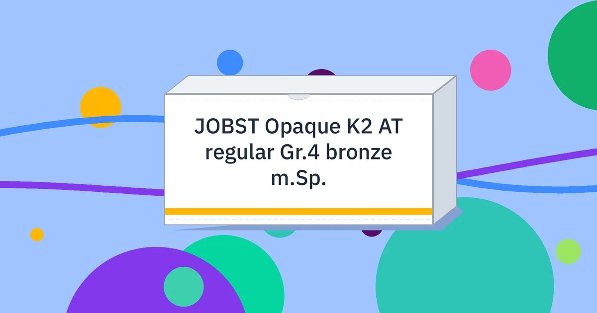 Symbolbild: Packung mit der Aufschrift JOBST Opaque K2 AT regular Gr.4 bronze m.Sp. (PZN 13122236) – Verfügbarkeit und Bezug in Apotheken in Frankfurt am Main