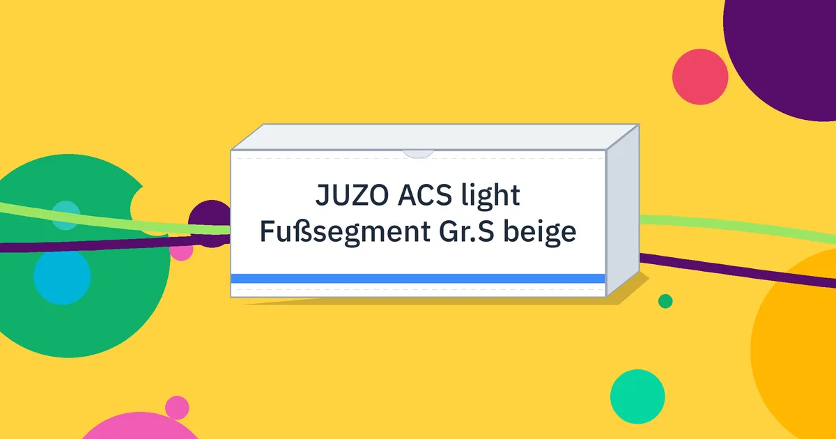 Symbolbild: Packung mit der Aufschrift JUZO ACS light Fußsegment Gr.S beige (PZN 13885129) – Verfügbarkeit und Bezug in Apotheken in Frankfurt am Main