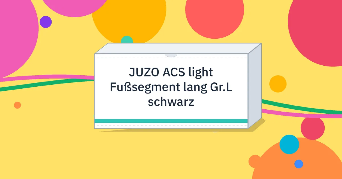Symbolbild: Packung mit der Aufschrift JUZO ACS light Fußsegment lang Gr.L schwarz (PZN 13575340) – Verfügbarkeit und Bezug in Apotheken in Frankfurt am Main