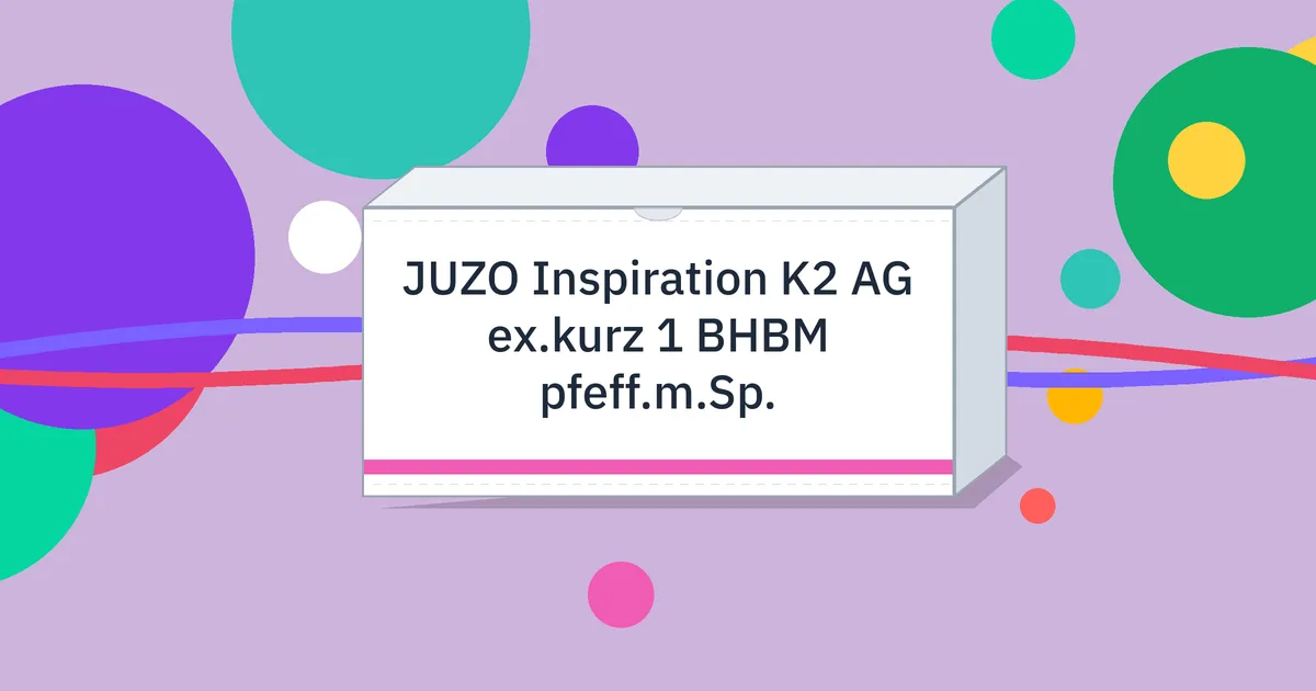 Symbolbild: Packung mit der Aufschrift JUZO Inspiration K2 AG ex.kurz 1 BHBM pfeff.m.Sp. (PZN 14875848) – Verfügbarkeit und Bezug in Apotheken in Frankfurt am Main