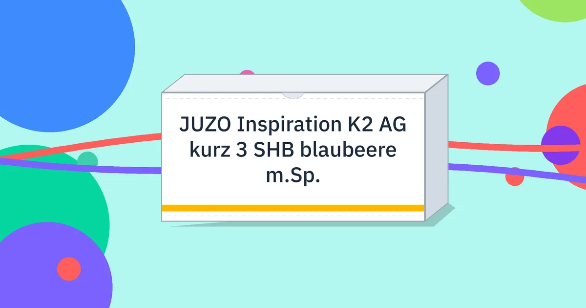 Symbolbild: Packung mit der Aufschrift JUZO Inspiration K2 AG kurz 3 SHB blaubeere m.Sp. (PZN 14921548) – Verfügbarkeit und Bezug in Apotheken in Frankfurt am Main