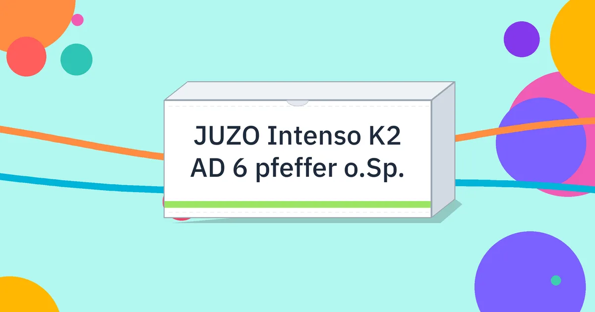 Symbolbild: Packung mit der Aufschrift JUZO Intenso K2 AD 6 pfeffer o.Sp. (PZN 18616747) – Verfügbarkeit und Bezug in Apotheken in Frankfurt am Main