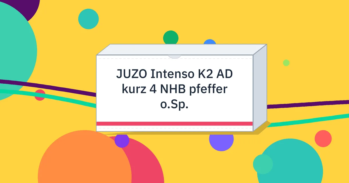 Symbolbild: Packung mit der Aufschrift JUZO Intenso K2 AD kurz 4 NHB pfeffer o.Sp. (PZN 18621381) – Verfügbarkeit und Bezug in Apotheken in Frankfurt am Main