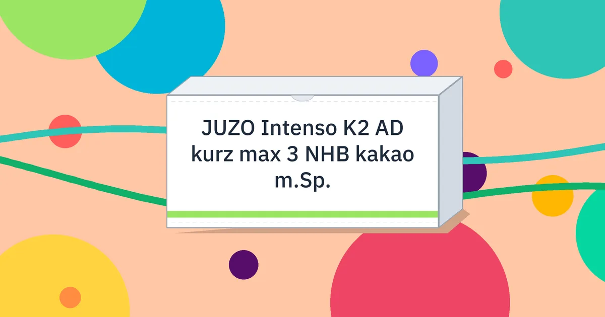 Symbolbild: Packung mit der Aufschrift JUZO Intenso K2 AD kurz max 3 NHB kakao m.Sp. (PZN 18612459) – Verfügbarkeit und Bezug in Apotheken in Frankfurt am Main