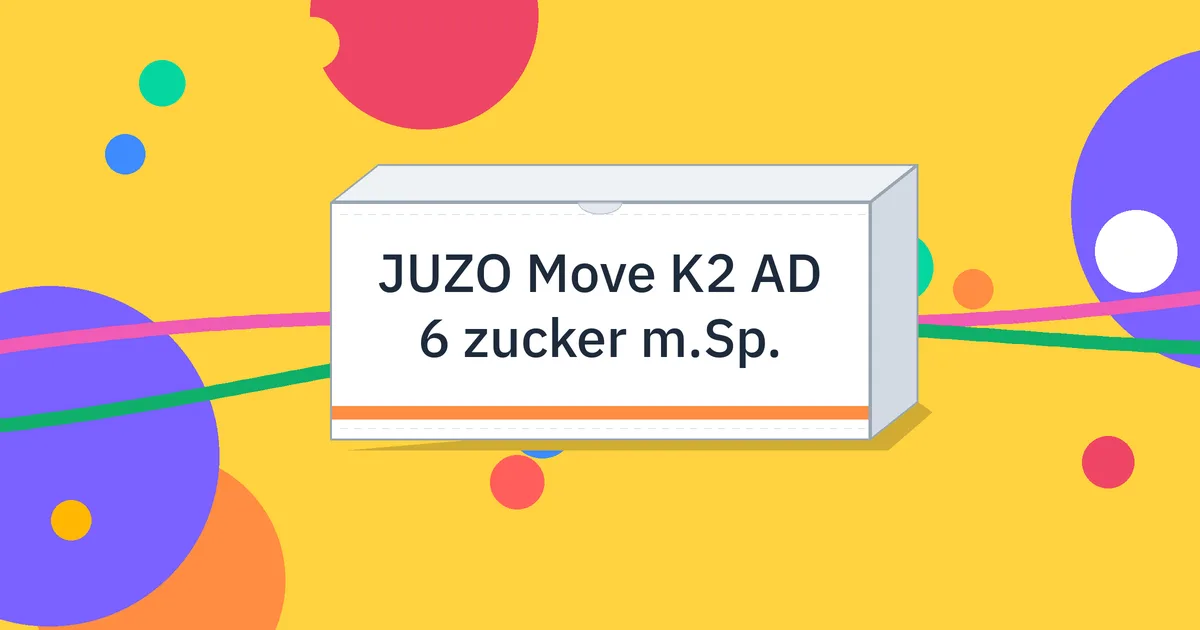 Symbolbild: Packung mit der Aufschrift JUZO Move K2 AD 6 zucker m.Sp. (PZN 18507099) – Verfügbarkeit und Bezug in Apotheken in Frankfurt am Main