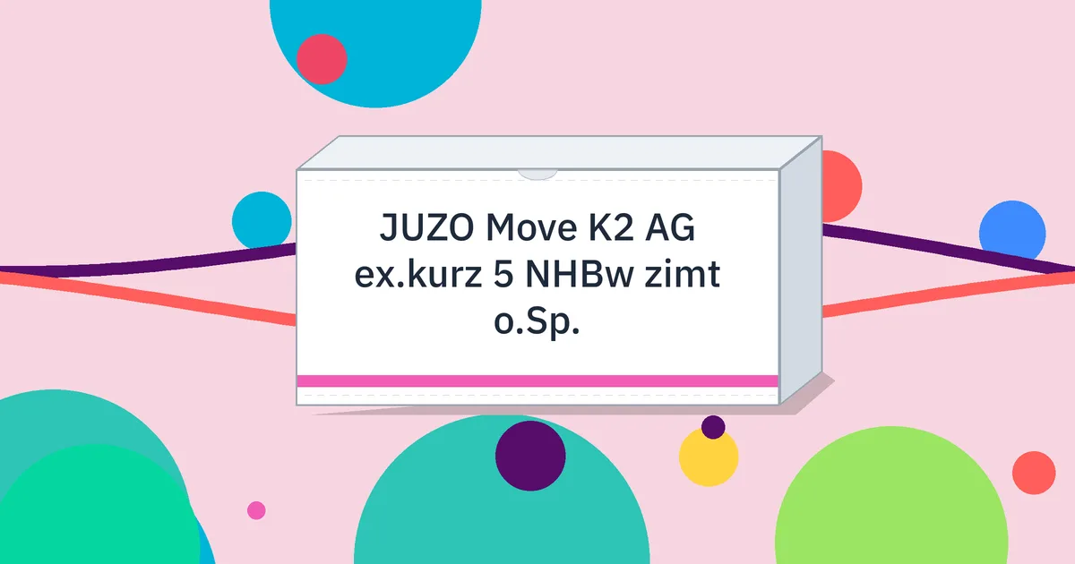 Symbolbild: Packung mit der Aufschrift JUZO Move K2 AG ex.kurz 5 NHBw zimt o.Sp. (PZN 18533004) – Verfügbarkeit und Bezug in Apotheken in Frankfurt am Main