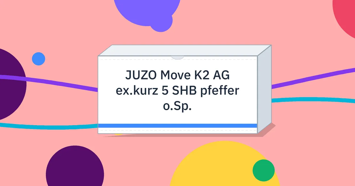 Symbolbild: Packung mit der Aufschrift JUZO Move K2 AG ex.kurz 5 SHB pfeffer o.Sp. (PZN 16651834) – Verfügbarkeit und Bezug in Apotheken in Frankfurt am Main