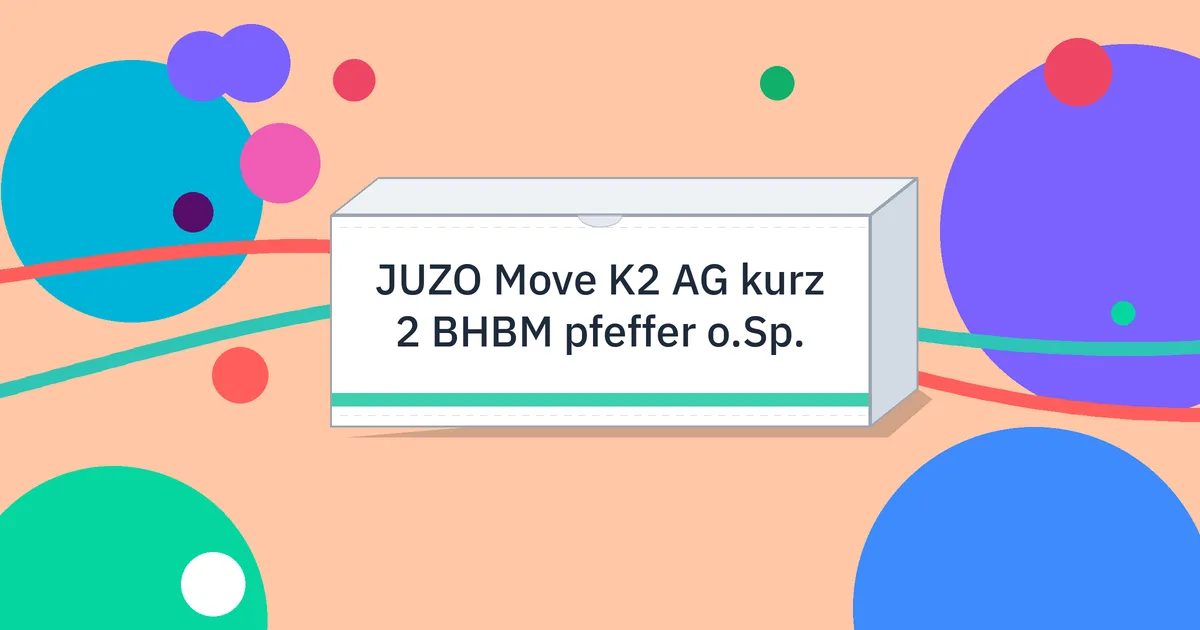 Symbolbild: Packung mit der Aufschrift JUZO Move K2 AG kurz 2 BHBM pfeffer o.Sp. (PZN 16648157) – Verfügbarkeit und Bezug in Apotheken in Frankfurt am Main