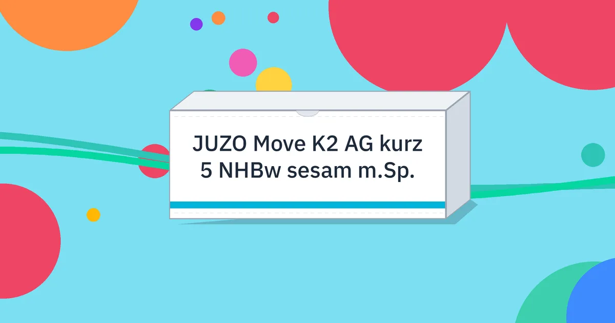 Symbolbild: Packung mit der Aufschrift JUZO Move K2 AG kurz 5 NHBw sesam m.Sp. (PZN 18527127) – Verfügbarkeit und Bezug in Apotheken in Frankfurt am Main