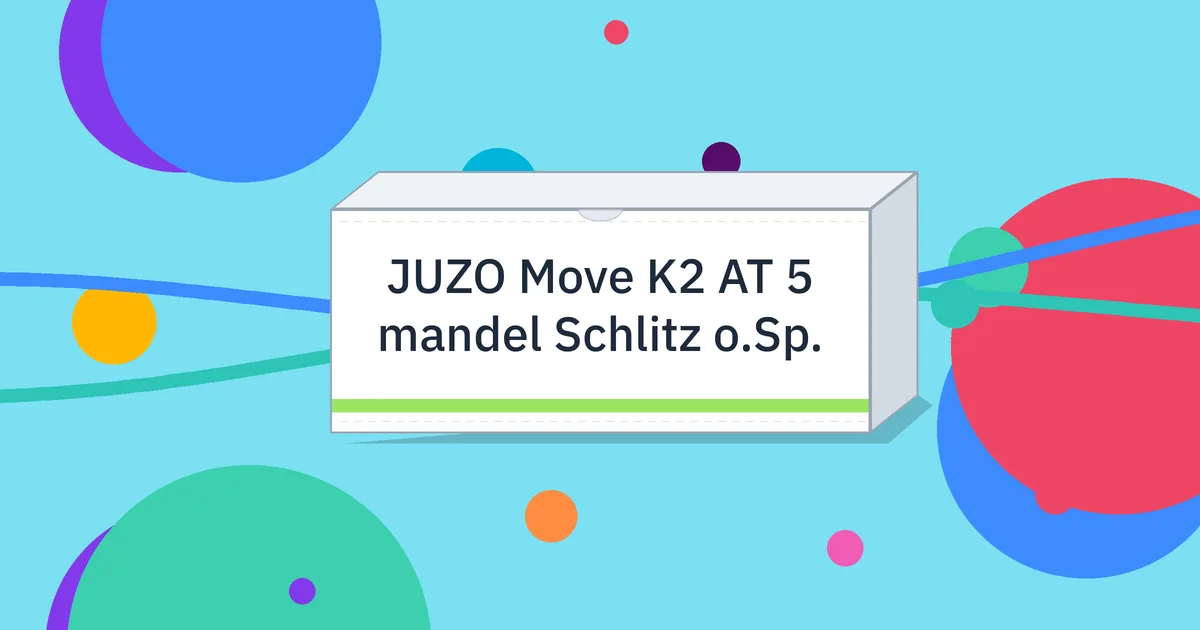 Symbolbild: Packung mit der Aufschrift JUZO Move K2 AT 5 mandel Schlitz o.Sp. (PZN 20670406) – Verfügbarkeit und Bezug in Apotheken in Frankfurt am Main