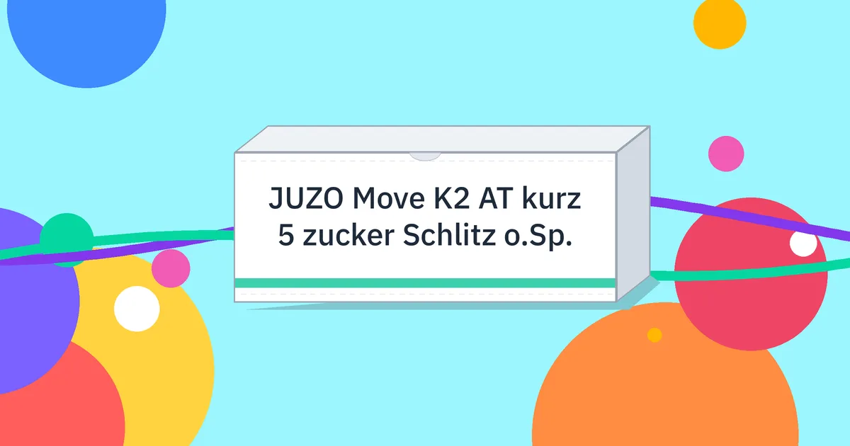 Symbolbild: Packung mit der Aufschrift JUZO Move K2 AT kurz 5 zucker Schlitz o.Sp. (PZN 20676225) – Verfügbarkeit und Bezug in Apotheken in Frankfurt am Main