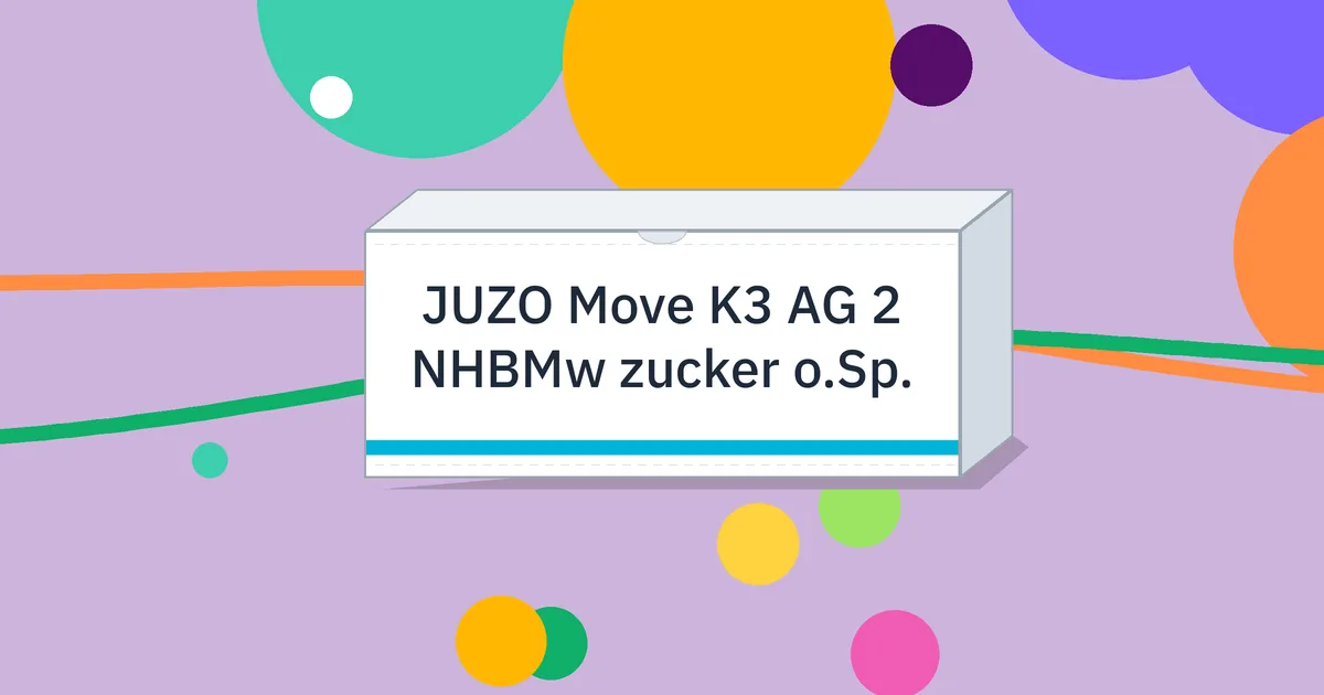 Symbolbild: Packung mit der Aufschrift JUZO Move K3 AG 2 NHBMw zucker o.Sp. (PZN 18576858) – Verfügbarkeit und Bezug in Apotheken in Frankfurt am Main