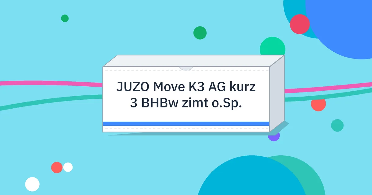 Symbolbild: Packung mit der Aufschrift JUZO Move K3 AG kurz 3 BHBw zimt o.Sp. (PZN 18581747) – Verfügbarkeit und Bezug in Apotheken in Frankfurt am Main