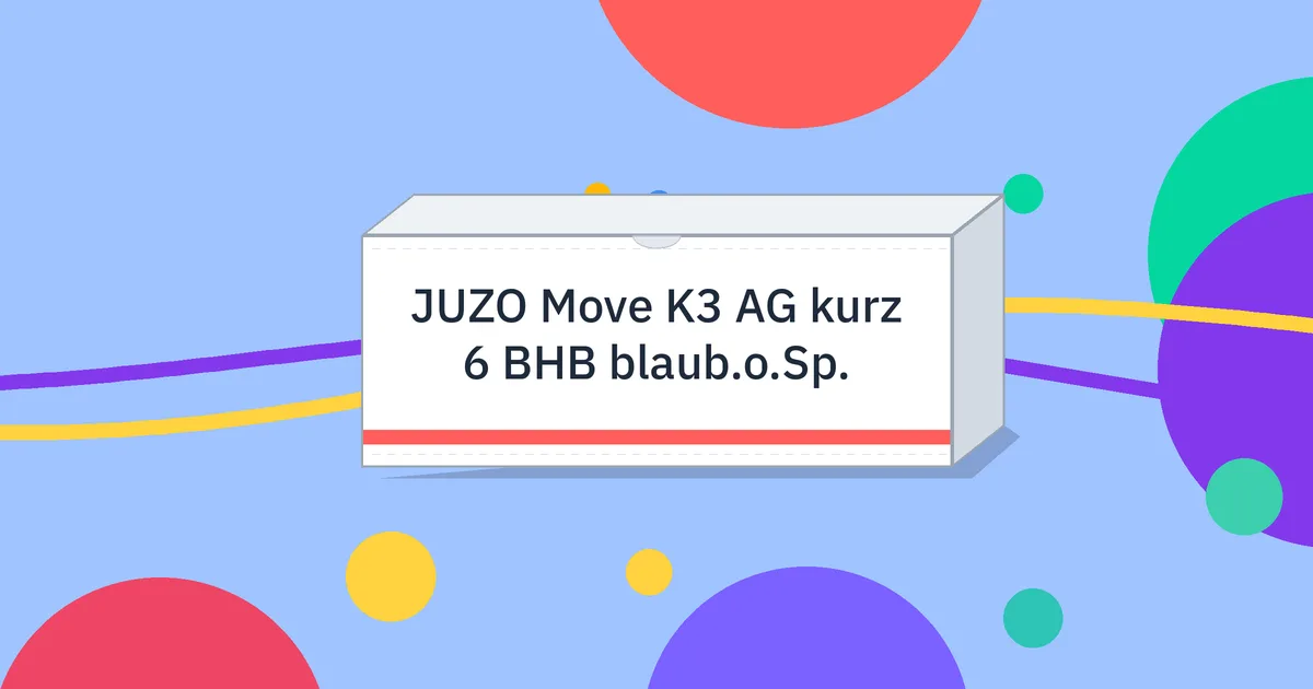 Symbolbild: Packung mit der Aufschrift JUZO Move K3 AG kurz 6 BHB blaub.o.Sp. (PZN 18593437) – Verfügbarkeit und Bezug in Apotheken in Frankfurt am Main