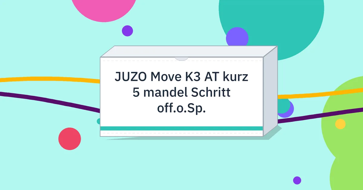 Symbolbild: Packung mit der Aufschrift JUZO Move K3 AT kurz 5 mandel Schritt off.o.Sp. (PZN 20685359) – Verfügbarkeit und Bezug in Apotheken in Frankfurt am Main