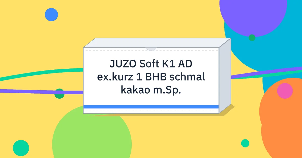Symbolbild: Packung mit der Aufschrift JUZO Soft K1 AD ex.kurz 1 BHB schmal kakao m.Sp. (PZN 15462686) – Verfügbarkeit und Bezug in Apotheken in Frankfurt am Main