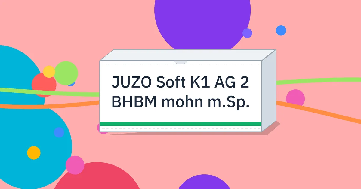 Symbolbild: Packung mit der Aufschrift JUZO Soft K1 AG 2 BHBM mohn m.Sp. (PZN 14855219) – Verfügbarkeit und Bezug in Apotheken in Frankfurt am Main
