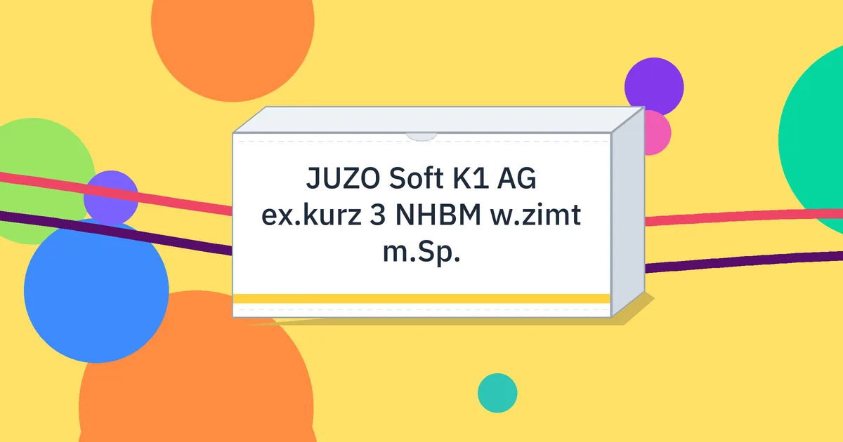 Symbolbild: Packung mit der Aufschrift JUZO Soft K1 AG ex.kurz 3 NHBM w.zimt m.Sp. (PZN 15017489) – Verfügbarkeit und Bezug in Apotheken in Frankfurt am Main