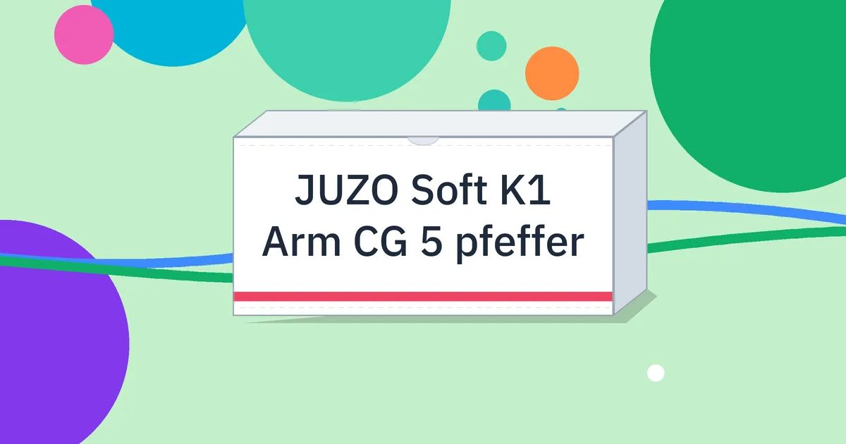 Symbolbild: Packung mit der Aufschrift JUZO Soft K1 Arm CG 5 pfeffer (PZN 15508170) – Verfügbarkeit und Bezug in Apotheken in Frankfurt am Main