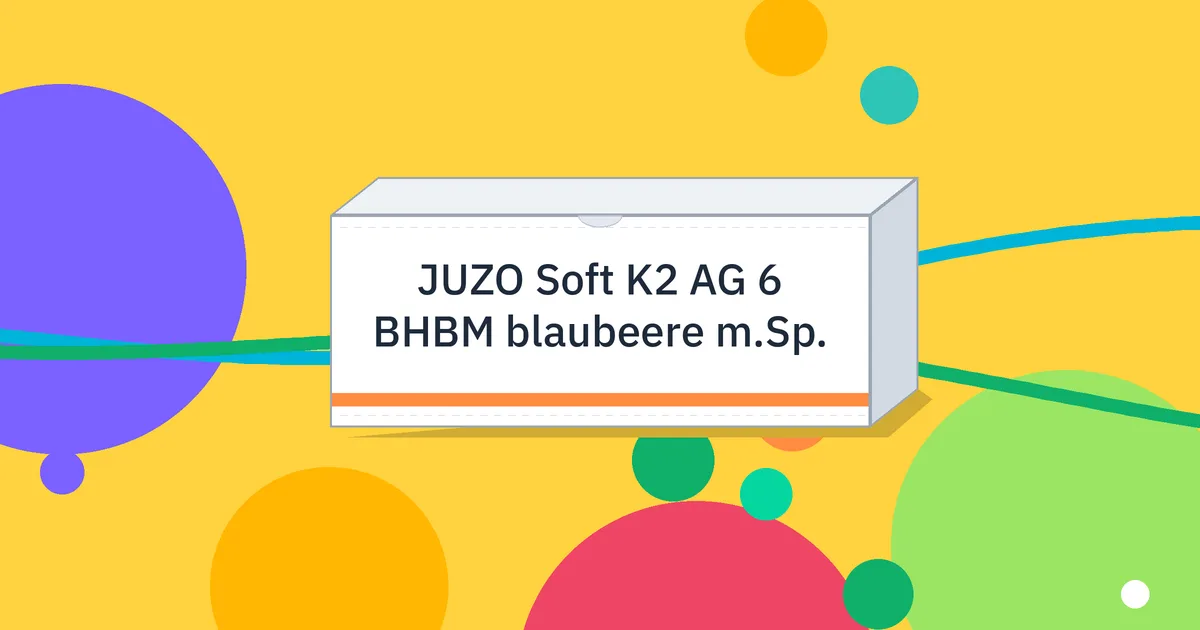 Symbolbild: Packung mit der Aufschrift JUZO Soft K2 AG 6 BHBM blaubeere m.Sp. (PZN 14859080) – Verfügbarkeit und Bezug in Apotheken in Frankfurt am Main