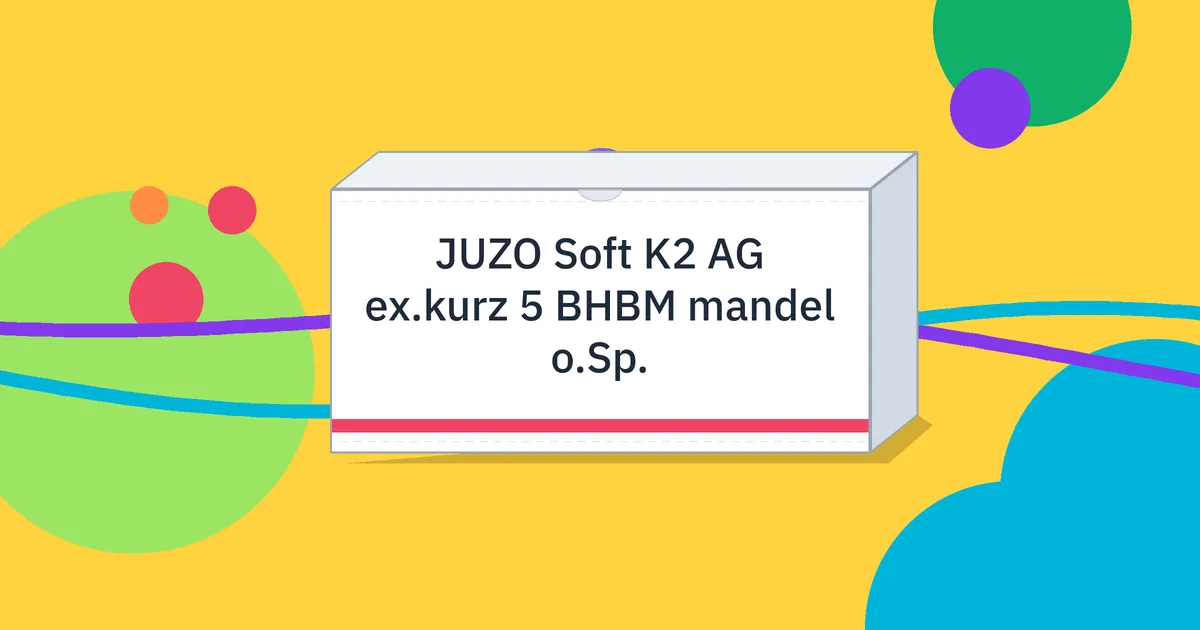 Symbolbild: Packung mit der Aufschrift JUZO Soft K2 AG ex.kurz 5 BHBM mandel o.Sp. (PZN 14862455) – Verfügbarkeit und Bezug in Apotheken in Frankfurt am Main