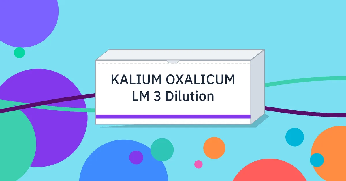 Symbolbild: Packung mit der Aufschrift KALIUM OXALICUM LM 3 Dilution (PZN 12923514) – Verfügbarkeit und Bezug in Apotheken in Frankfurt am Main