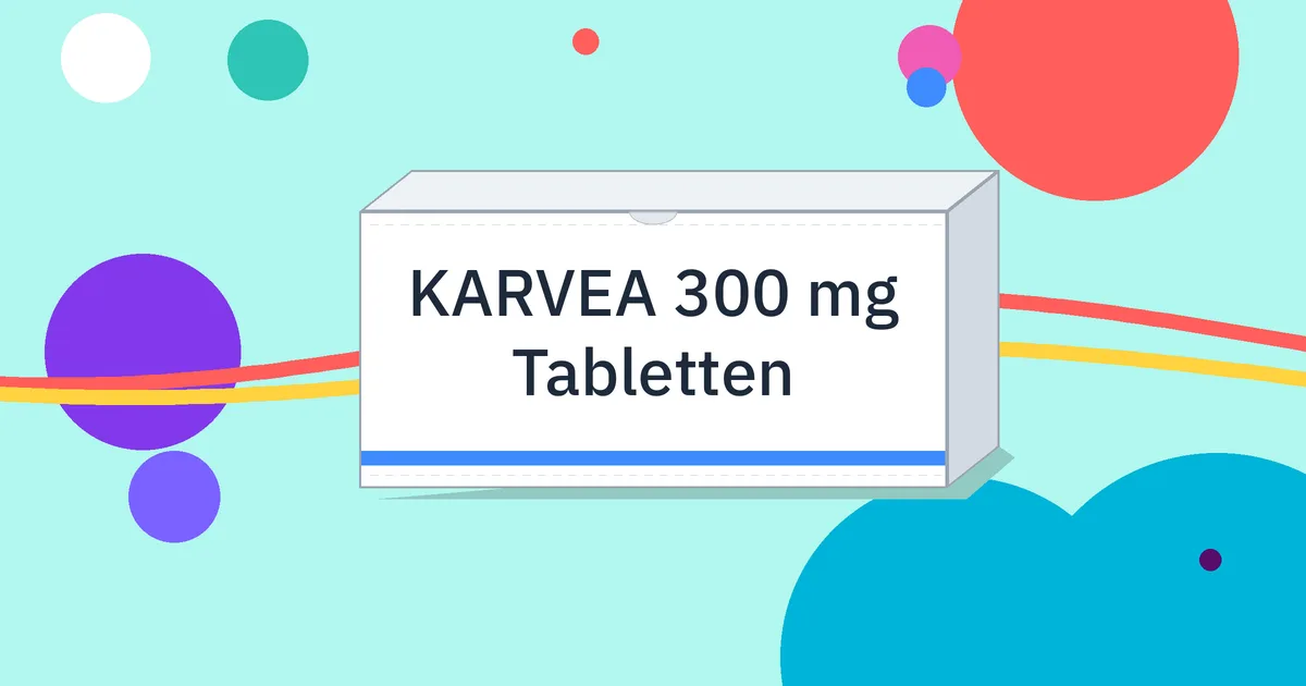 Symbolbild: Packung mit der Aufschrift KARVEA 300 mg Tabletten (PZN 17447403) – Verfügbarkeit und Bezug in Apotheken in Frankfurt am Main
