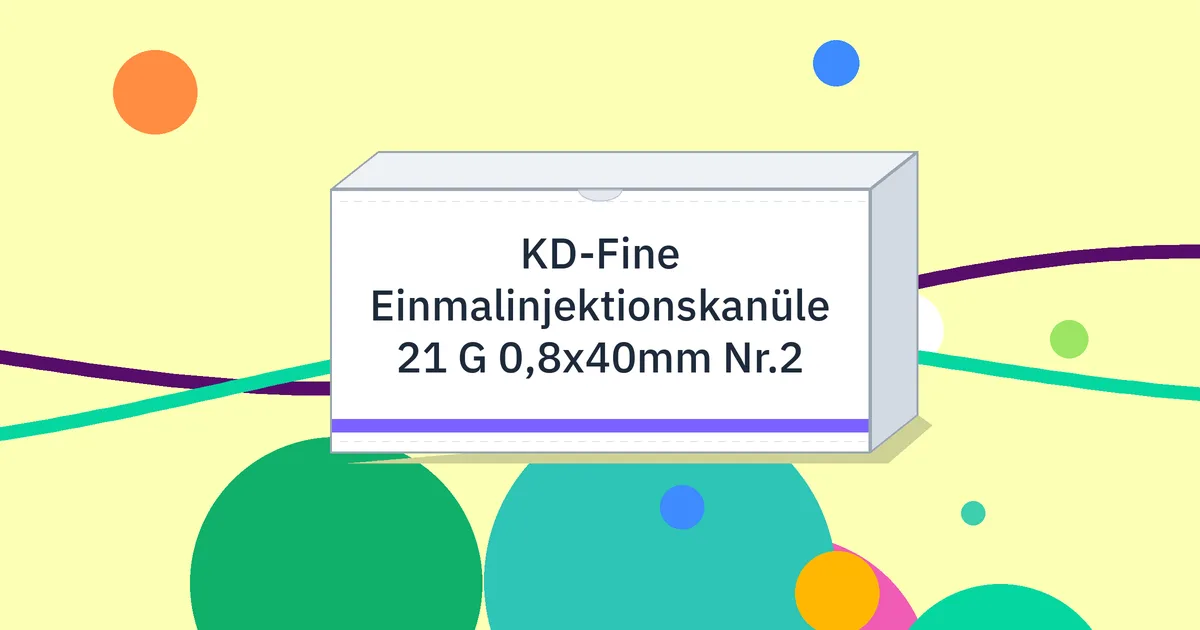 Symbolbild: Packung mit der Aufschrift KD-Fine Einmalinjektionskanüle 21 G 0,8x40mm Nr.2 (PZN 17850352) – Verfügbarkeit und Bezug in Apotheken in Frankfurt am Main