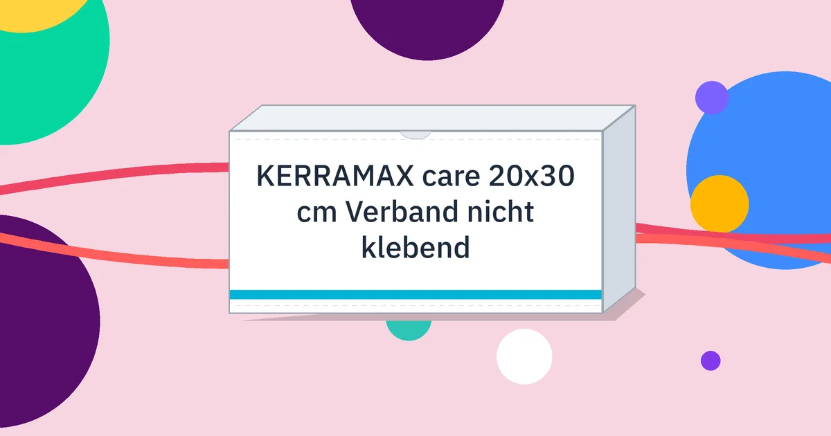 Symbolbild: Packung mit der Aufschrift KERRAMAX care 20x30 cm Verband nicht klebend (PZN 11140402) – Verfügbarkeit und Bezug in Apotheken in Frankfurt am Main