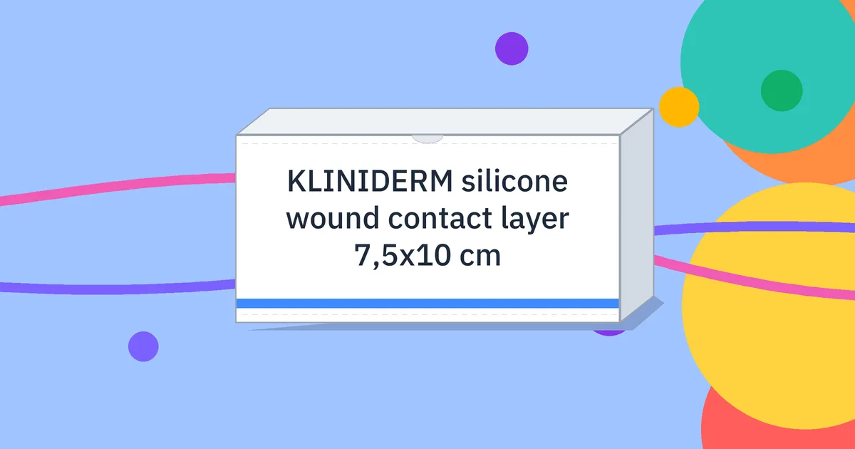 Symbolbild: Packung mit der Aufschrift KLINIDERM silicone wound contact layer 7,5x10 cm (PZN 12541907) – Verfügbarkeit und Bezug in Apotheken in Frankfurt am Main