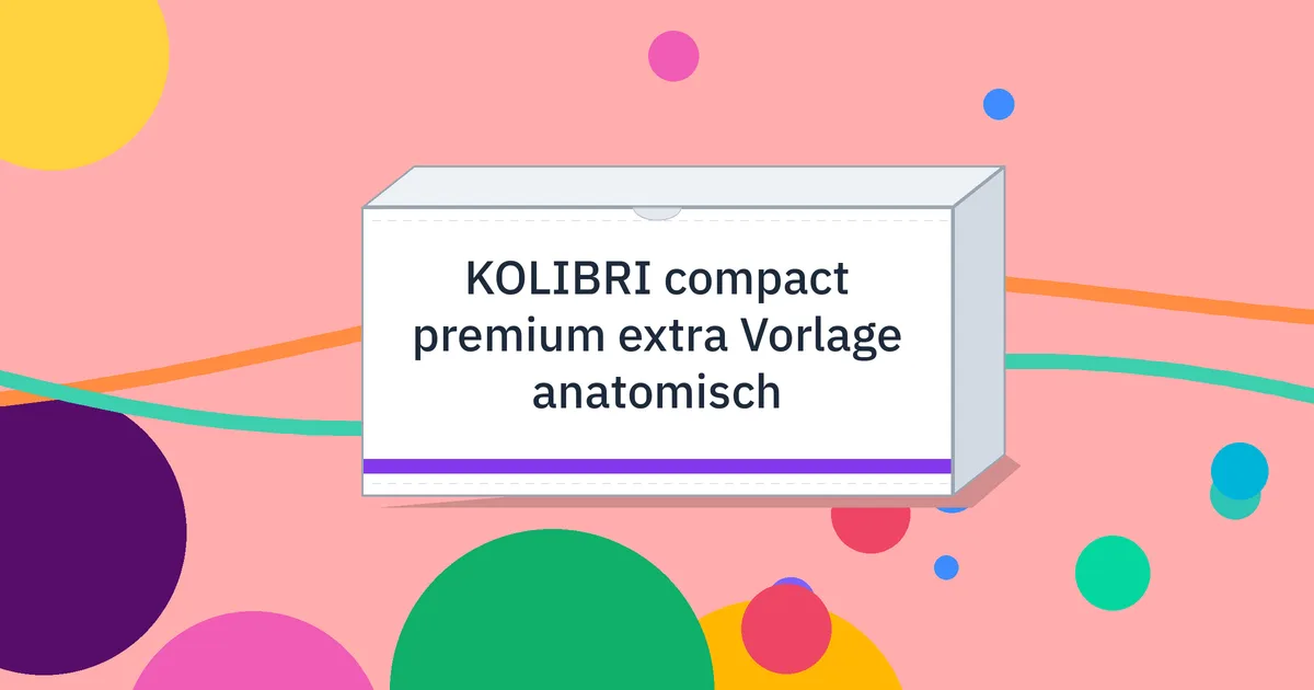 Symbolbild: Packung mit der Aufschrift KOLIBRI compact premium extra Vorlage anatomisch (PZN 12575349) – Verfügbarkeit und Bezug in Apotheken in Frankfurt am Main