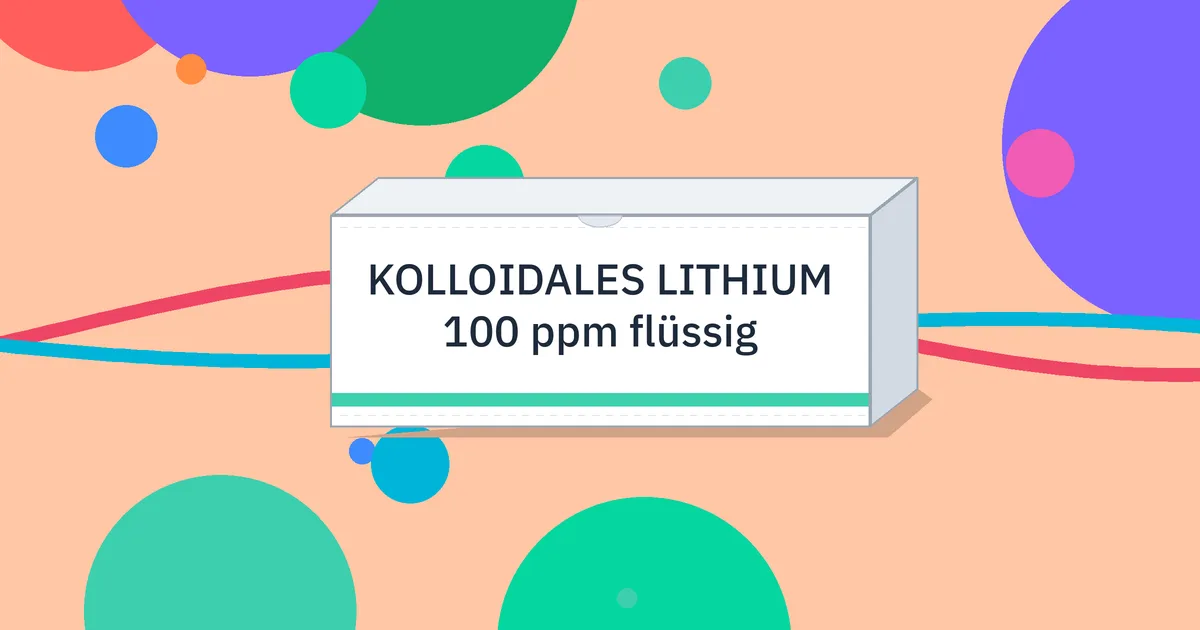 Symbolbild: Packung mit der Aufschrift KOLLOIDALES LITHIUM 100 ppm flüssig (PZN 19998484) – Verfügbarkeit und Bezug in Apotheken in Frankfurt am Main