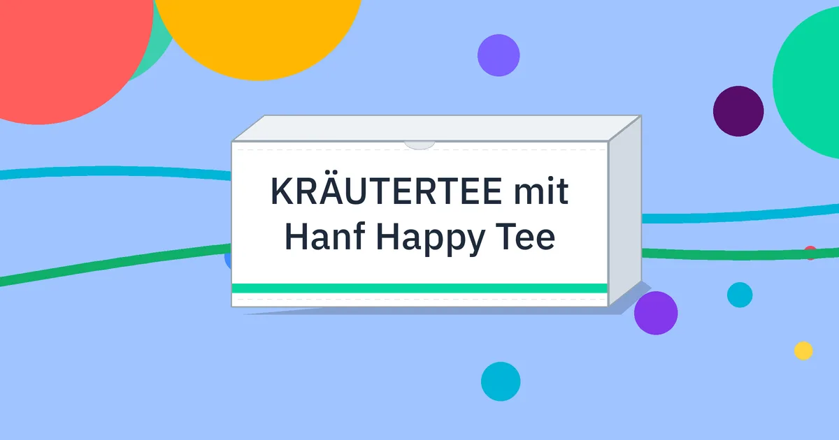 Symbolbild: Packung mit der Aufschrift KRÄUTERTEE mit Hanf Happy Tee (PZN 17944998) – Verfügbarkeit und Bezug in Apotheken in Frankfurt am Main