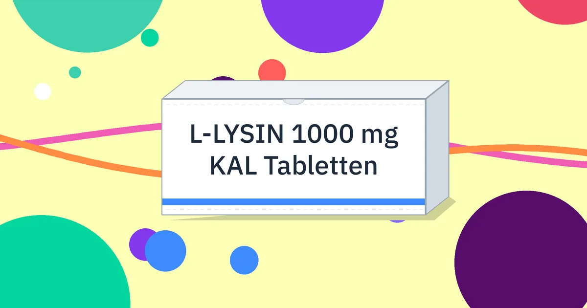 Symbolbild: Packung mit der Aufschrift L-LYSIN 1000 mg KAL Tabletten (PZN 06987935) – Verfügbarkeit und Bezug in Apotheken in Frankfurt am Main