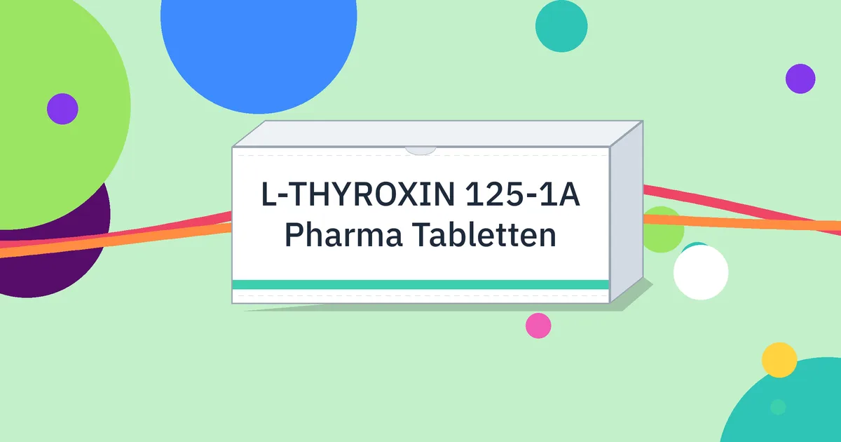 Symbolbild: Packung mit der Aufschrift L-THYROXIN 125-1A Pharma Tabletten (PZN 06488913) – Verfügbarkeit und Bezug in Apotheken in Frankfurt am Main