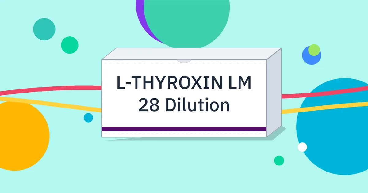 Symbolbild: Packung mit der Aufschrift L-THYROXIN LM 28 Dilution (PZN 12928687) – Verfügbarkeit und Bezug in Apotheken in Frankfurt am Main