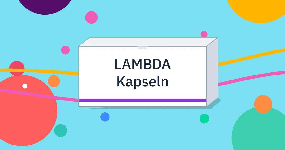 Symbolbild: Packung mit der Aufschrift LAMBDA Kapseln (PZN 18024389) – Verfügbarkeit und Bezug in Apotheken in Frankfurt am Main