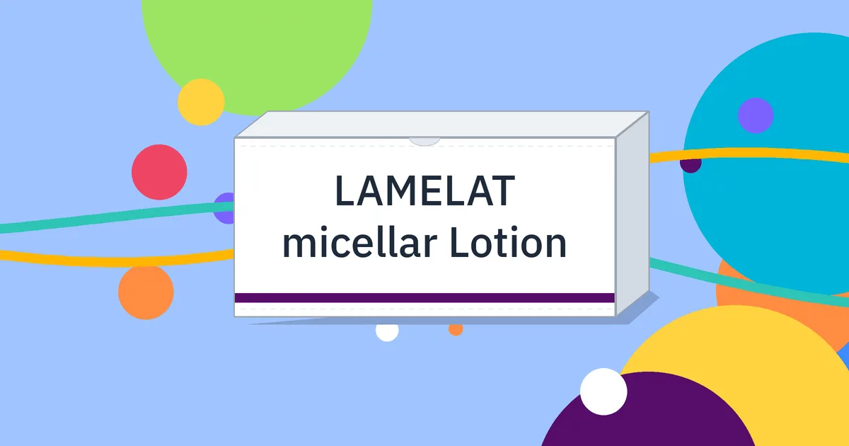 Symbolbild: Packung mit der Aufschrift LAMELAT micellar Lotion (PZN 11342293) – Verfügbarkeit und Bezug in Apotheken in Frankfurt am Main