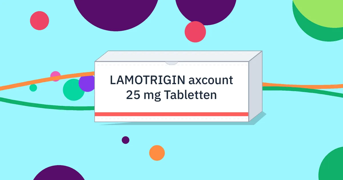 Symbolbild: Packung mit der Aufschrift LAMOTRIGIN axcount 25 mg Tabletten (PZN 01292631) – Verfügbarkeit und Bezug in Apotheken in Frankfurt am Main