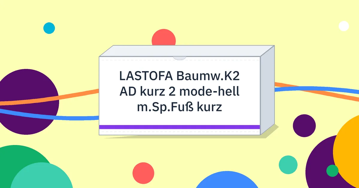 Symbolbild: Packung mit der Aufschrift LASTOFA Baumw.K2 AD kurz 2 mode-hell m.Sp.Fuß kurz (PZN 01945412) – Verfügbarkeit und Bezug in Apotheken in Frankfurt am Main